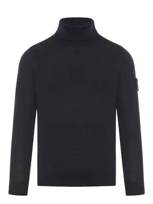 Stone Island Logo Patch Roll-neck Jumper - Black