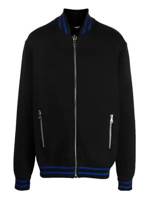 BALMAIN Balmain Drop Shoulder Knitted Bomber Jacket With Zip-Up Closure And Striped Details
