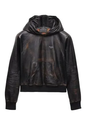 Prada Nappa Leather Hoodie - Black