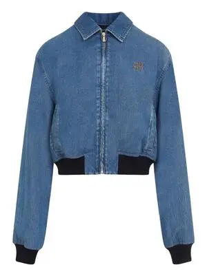 Miu Miu Embellished Denim Jacket - Blue