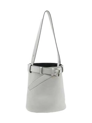 Prada Buckle Leather Bucket Bag With Belt - White/black