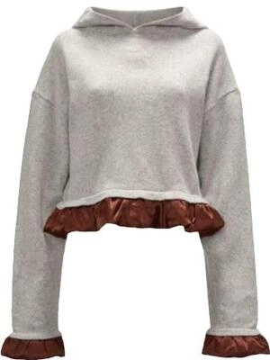 J.W.ANDERSON Satin-trimmed Cropped Hoodie - Gray