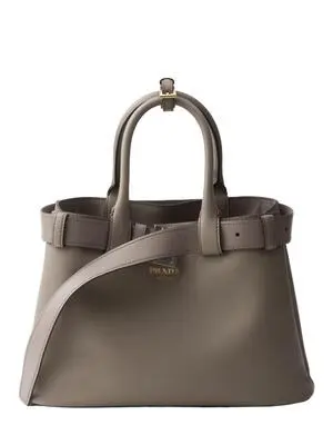 Prada Prada Buckled Leather Handbag Mud Grey