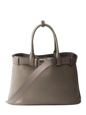 Prada Prada Buckle Leather Handbag Mud Grey