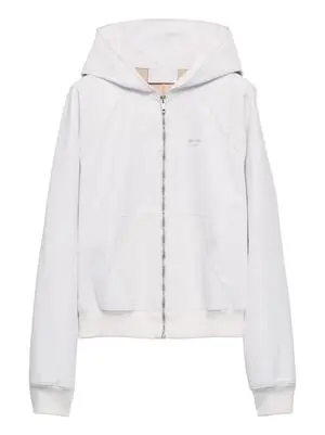 Prada Leather Zip-up Hoodie - White