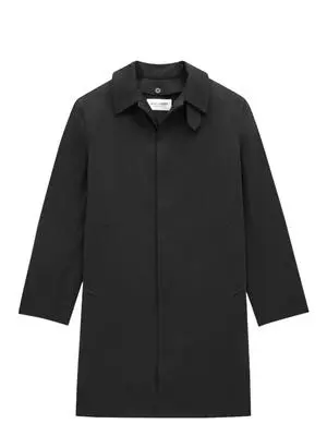 Saint Laurent Water-repellant Canvas Mackintosh Coat With Removable Wool Vest - Black
