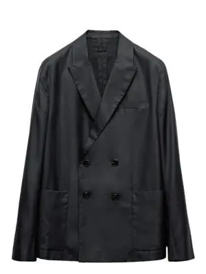 Prada Double-breasted Silk Jacket - Black