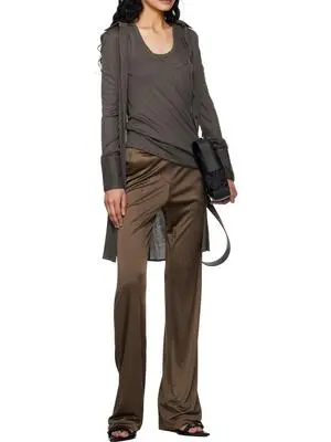 Helmut Lang Satin Finish Flared Trousers - Brown