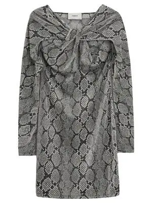 Coperni Coperni Twisted Hollow Dress With Animal Print Gray
