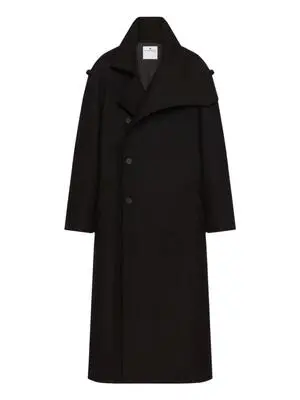 COURREGES Double-breasted Wool Trench Coat - Black