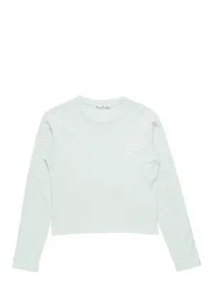 Acne Studios Acne Studios Long Sleeve Distressed Logo T-Shirt Light Mint