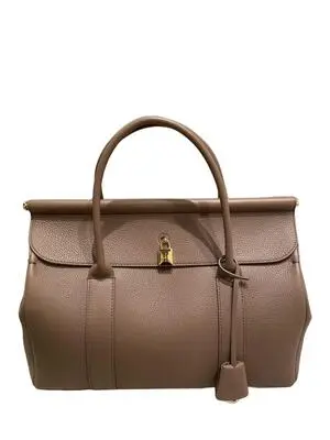 Loro Piana Loro Piana Top Handle Bag With Logo Details Fossil