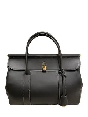 Loro Piana Loro Piana Stitch Detail Handbag With Lock And Pouch Black