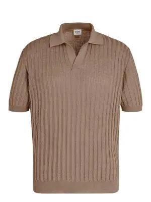 TOD'S Ribbed Short-sleeve Polo Shirt - Brown