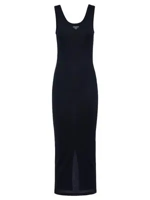 Prada Ribbed Knit Cotton Dress - Blue