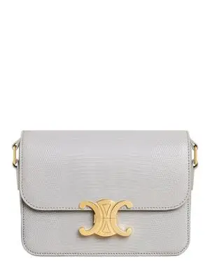 Celine Teen Triomphe Bag In Lizard - Cloud Gray