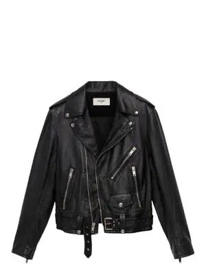 Celine Classic Biker Jacket In Calfskin Leather - Black