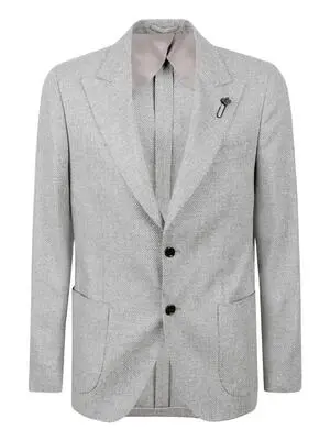LARDINI Herringbone Single-breasted Blazer - Grey