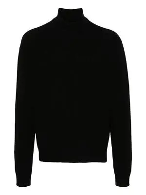 Rick Owens High Neck Drop-shoulder Knitted Jumper - Black
