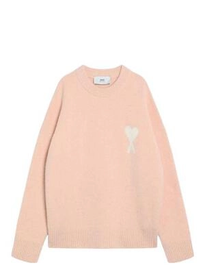 AMI Paris De Coeur Crewneck Knitted Jumper - Pink