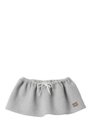 Miu Miu Embroidered Logo Drawstring Mini Skirt - Grey