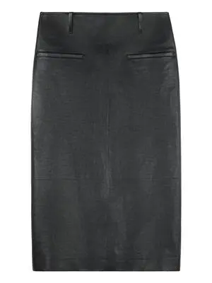 TOD'S Midi Leather Skirt - Black