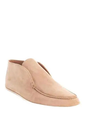 Loro Piana Round-head Flat Ankle Boots - Nude