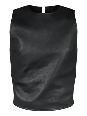 TOD'S Tod's Leather Crewneck Top With Side Pleats