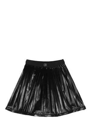 TWINSET Logo Plaque Pleated Skirt - Black