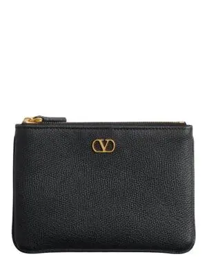 Valentino Garavani Valentino VLogo Signature Grainy Calfskin Clutch Bag Black