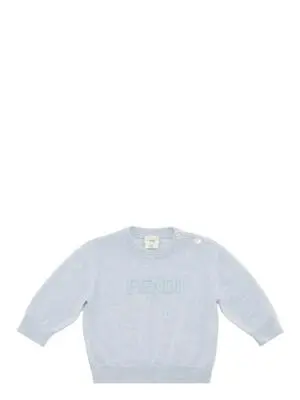 Fendi Lightweight Wool Crew Neck Sweater - Light Blue