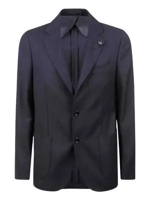 LARDINI Textured Two-button Blazer - Blue