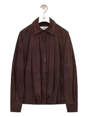 Loewe Suede Draped Shirt Jacket - Brown