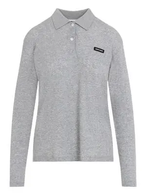 MIU MIU Miu Miu Long-Sleeved Jersey Polo Shirt