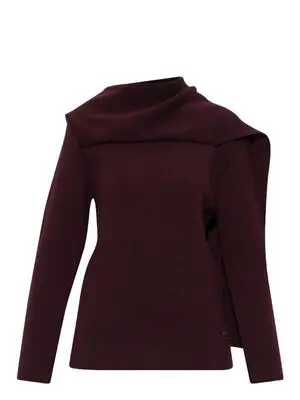 COURREGES Merino Wool Sweater With Scarf Detail - Black