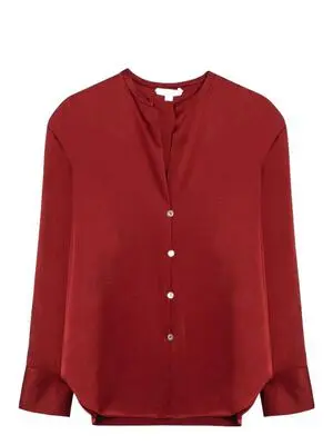 Vince Long-sleeved V-neck Button-up Shirt - Red