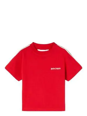 Palm Angels Palm Angels Logo Print Cotton T-Shirt With Side Stripe Detail Red