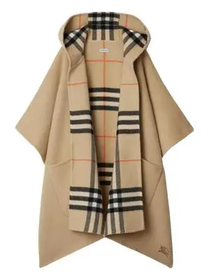 Burberry Burberry Reversible Hooded Cape With Equestrian Knight Embroidery Sand-colored