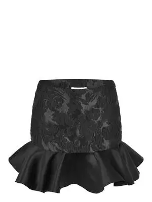 GANNI Ganni Satin Mini Skirt With Lace Trim