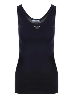 PRADA Prada Logo Plaque Sleeveless Tank Top