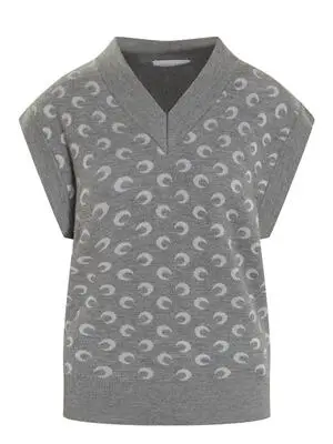 MARINE SERRE Moon Jacquard Knitted Vest - Gray