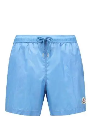 Moncler Moncler Logo Patch Drawstring Swim Shorts Light Blue