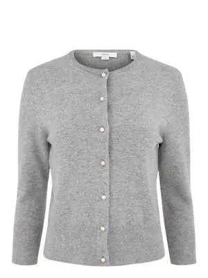 Vince Button Embellished Knitted Cardigan - Gray