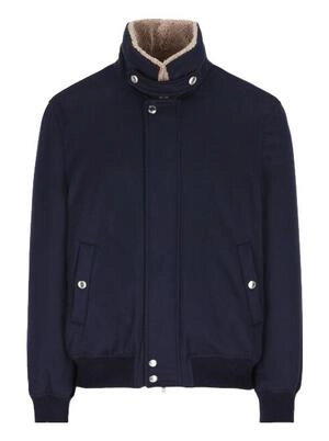 Brunello Cucinelli Long-sleeved High-neck Jacket - Navy Blue