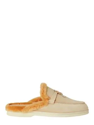 Loro Piana Logo Pendant Mules - Wind Dune