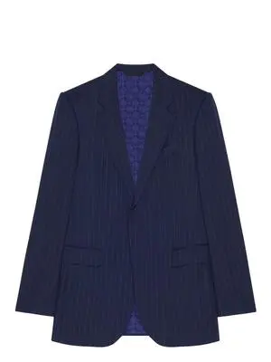 Givenchy Slim Fit Striped Wool Jacket - Deep Blue