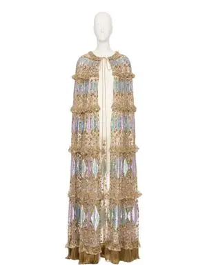 Valentino Garavani Embellished Long Cape - Nude