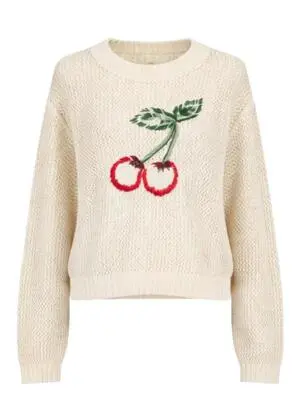TWINSET Open Knit Cherry Sweater - Nude