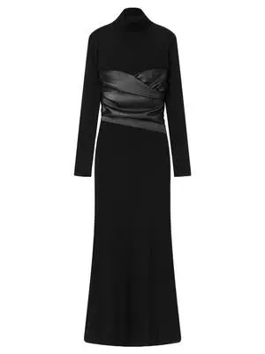 Nanushka Nanushka Draped Panel Roll Neck Maxi Dress Black