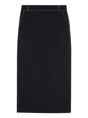 TOD'S Belt Loop Midi Skirt With Slanted Pocket - Black